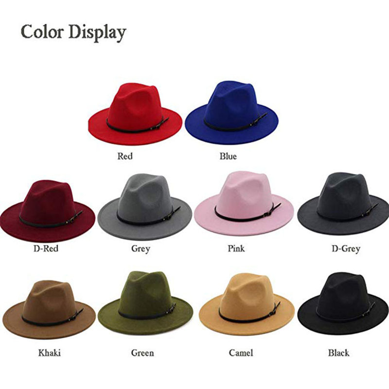 Ebern Designs Jazz Cap Wide Brim Breathable Solid Color Fedora Hat Winter Floppy Women Cap ...